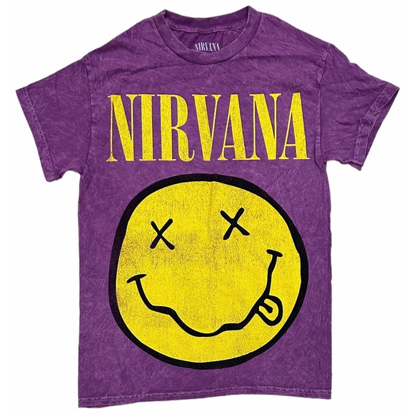NIRVANA | Shirts | Nirvana Mens Smile Happy Dazed Face Distressed ...